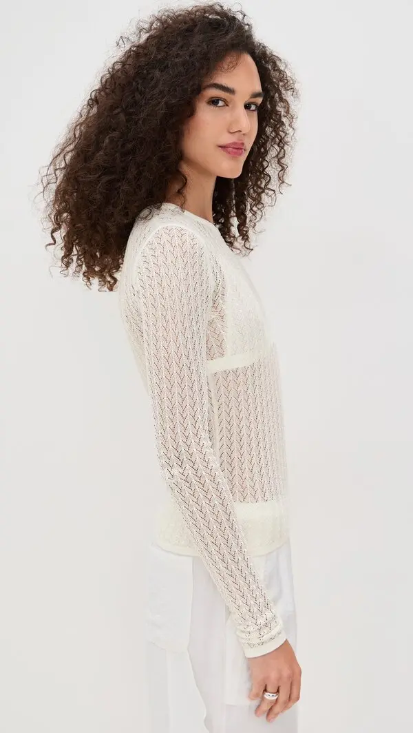 WHITE & WARREN Paperfine Lace Stitch Top