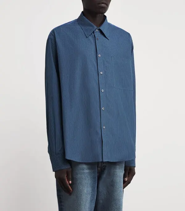 JW Anderson Cotton Patchwork Stripe Shirt - Navy