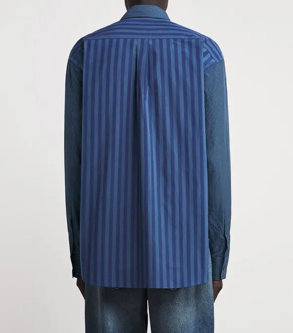 JW Anderson Cotton Patchwork Stripe Shirt - Navy