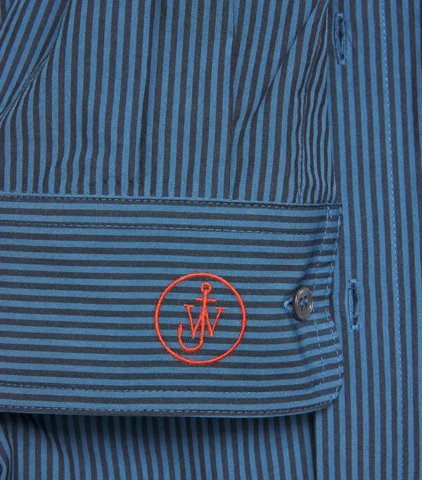 JW Anderson Cotton Patchwork Stripe Shirt - Navy