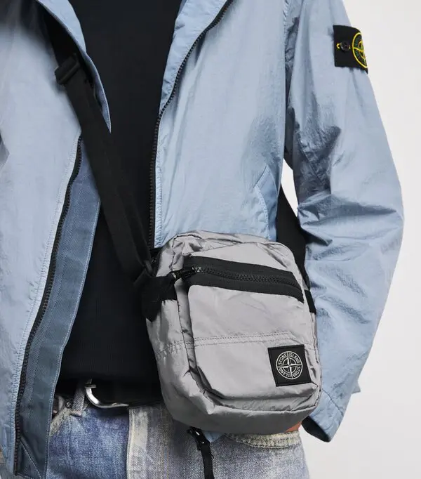 Stone Island Coated Nylon Logo Cross-body Bag - Grey