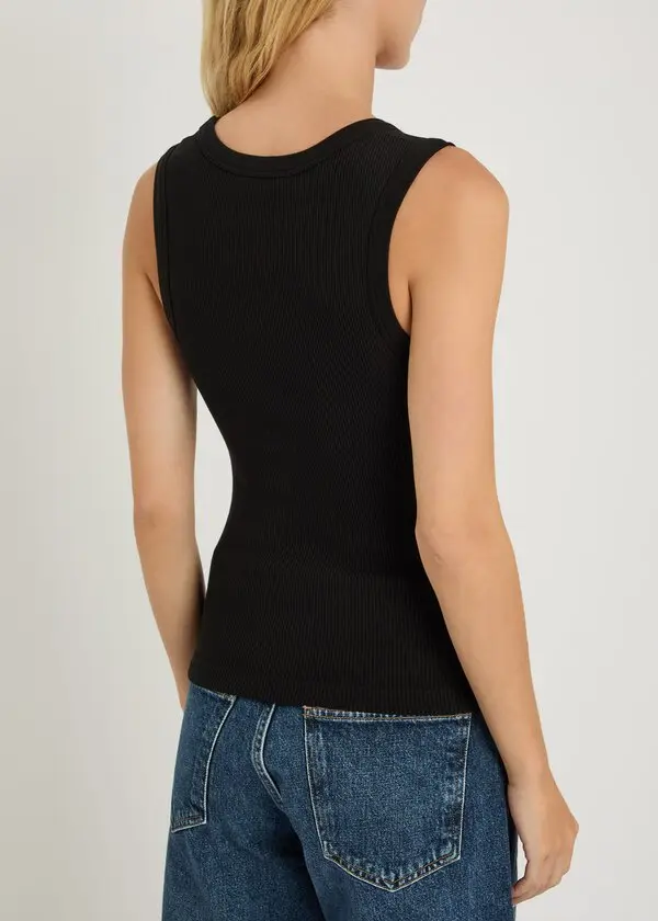 AGOLDE Poppy Ribbed Cotton-blend Tank - Black