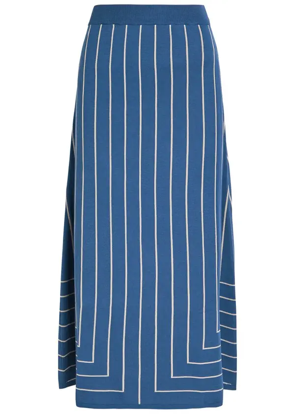 JOSEPH Striped Jacquard Stretch-knit Midi Skirt