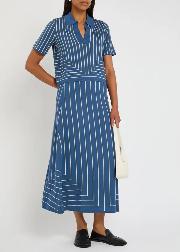 JOSEPH Striped Jacquard Stretch-knit Midi Skirt