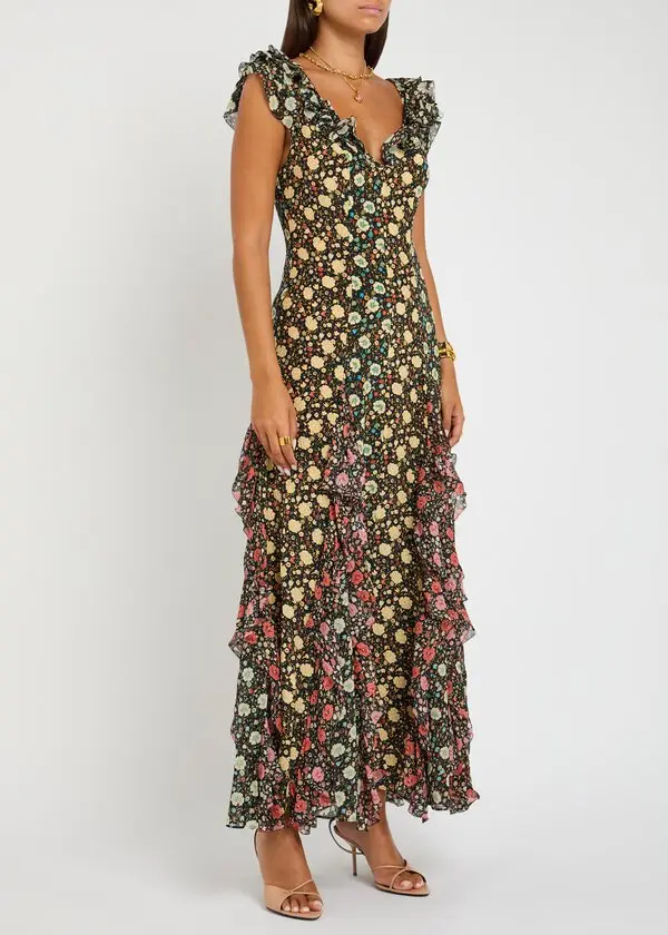 Rixo Ambika Floral-print Silk-chiffon Maxi Dress - Multicoloured