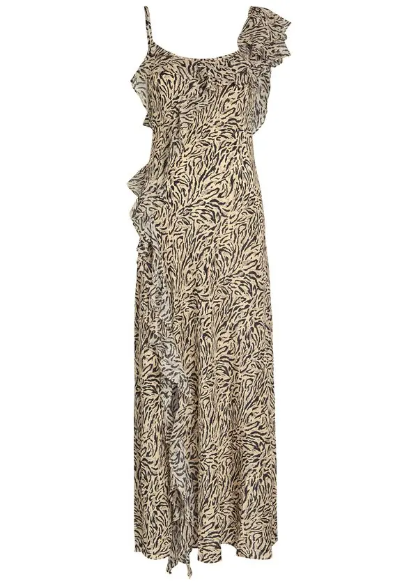 Rixo Printed Silk-crepe Maxi Dress - Leopard