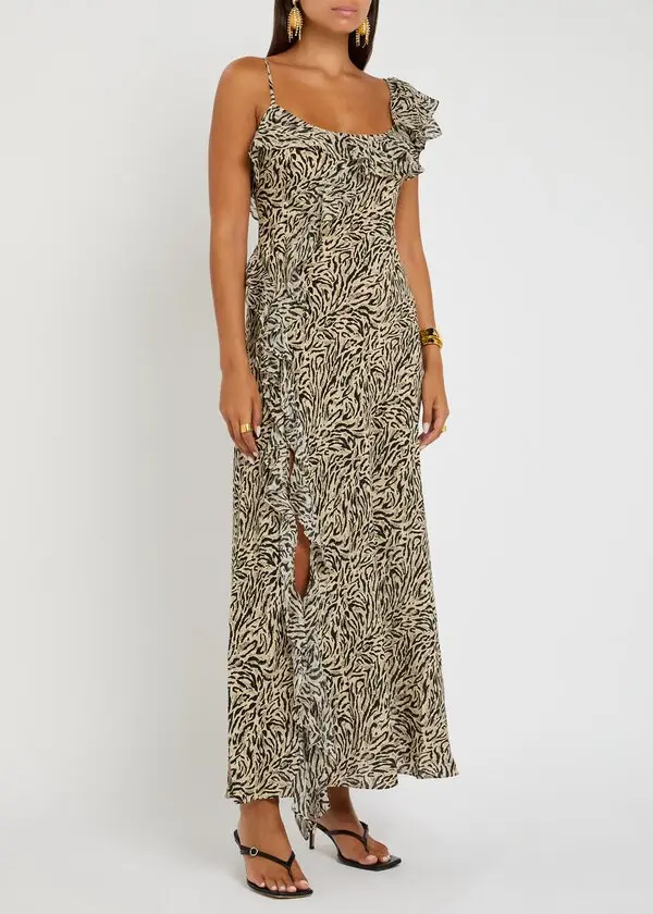 Rixo Printed Silk-crepe Maxi Dress - Leopard
