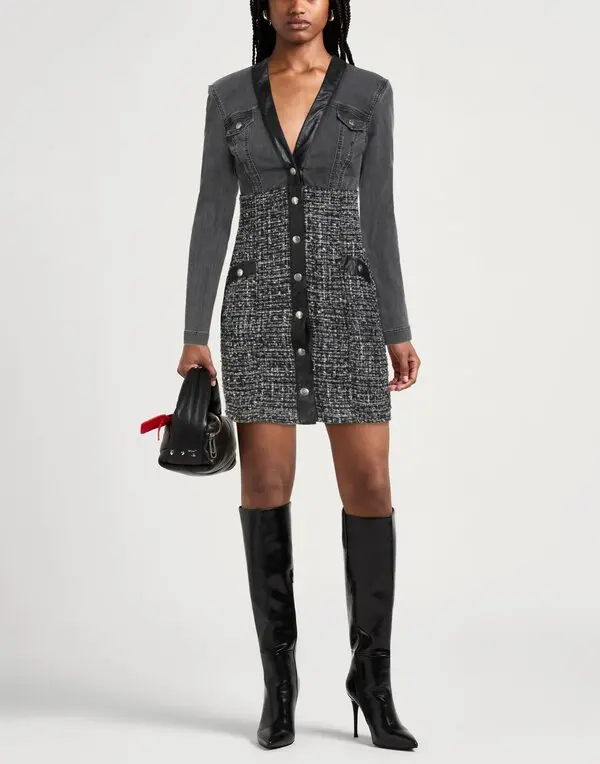 GAËLLE PARIS Tweed Denim Mini Dress
