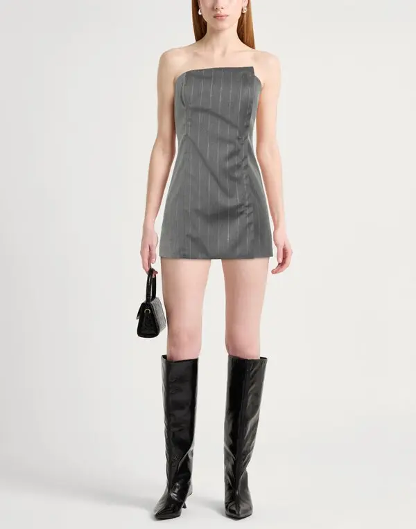 CRISTINAEFFE Pinstriped Off-the-shoulder Mini Dress