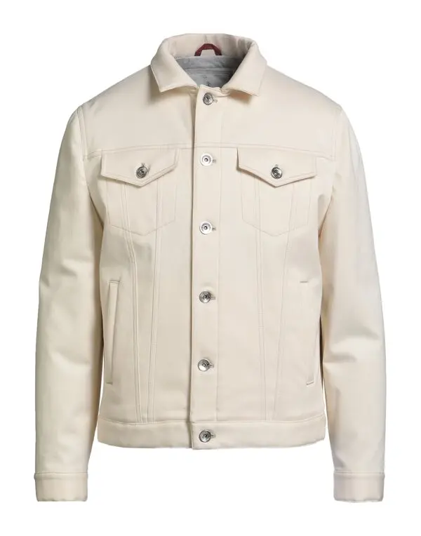 Brunello Cucinelli Ivory Jacket In Cotton, Cashmere, Polyamide, And Elastane