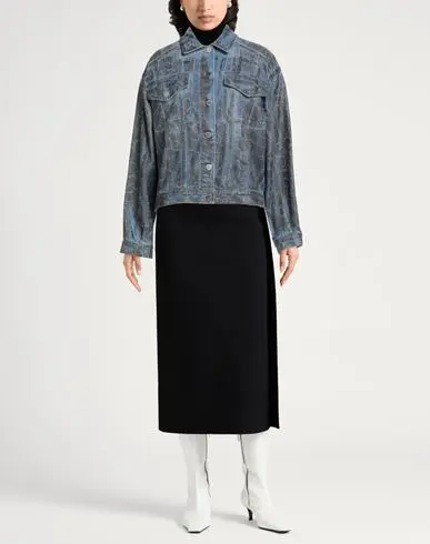 Alberta Ferretti Snakeskin-print Denim Trucker Jacket