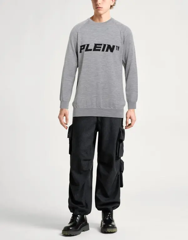 Philipp Plein Wool Sweater With Logo Detail - Grey