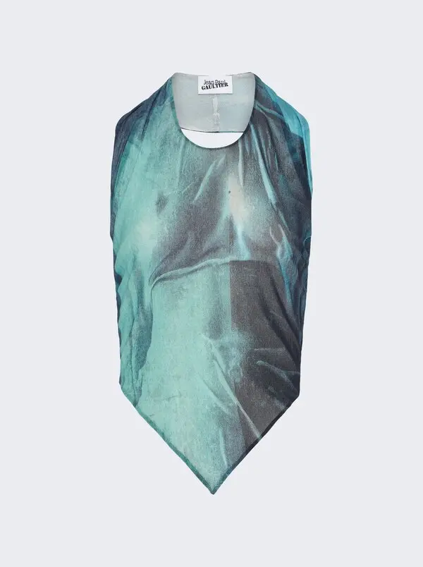 JEAN PAUL GAULTIER Mesh Scarf Top With - Water Print
