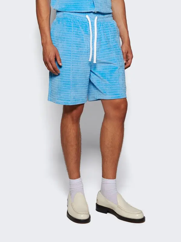 Casablanca Velour Pintuck Shorts - Blue