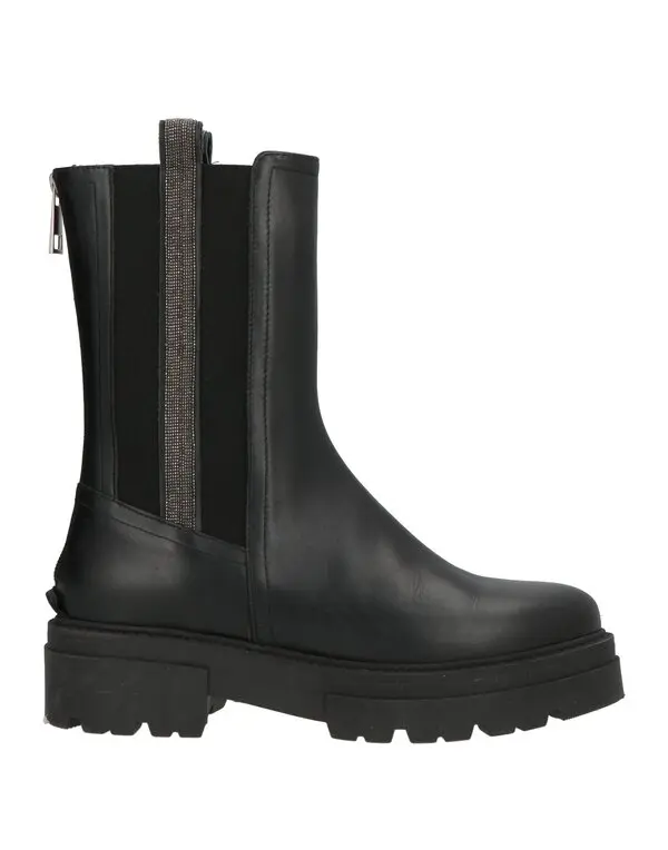 Fabiana Filippi Leather Ankle Boots With Embellishments - Black