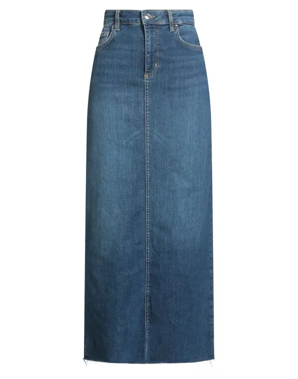 Liu Jo Flared Denim Skirt With Raw-cut Hem
