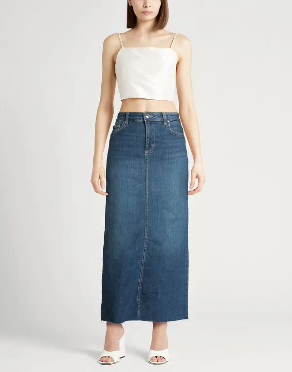 Liu Jo Flared Denim Skirt With Raw-cut Hem