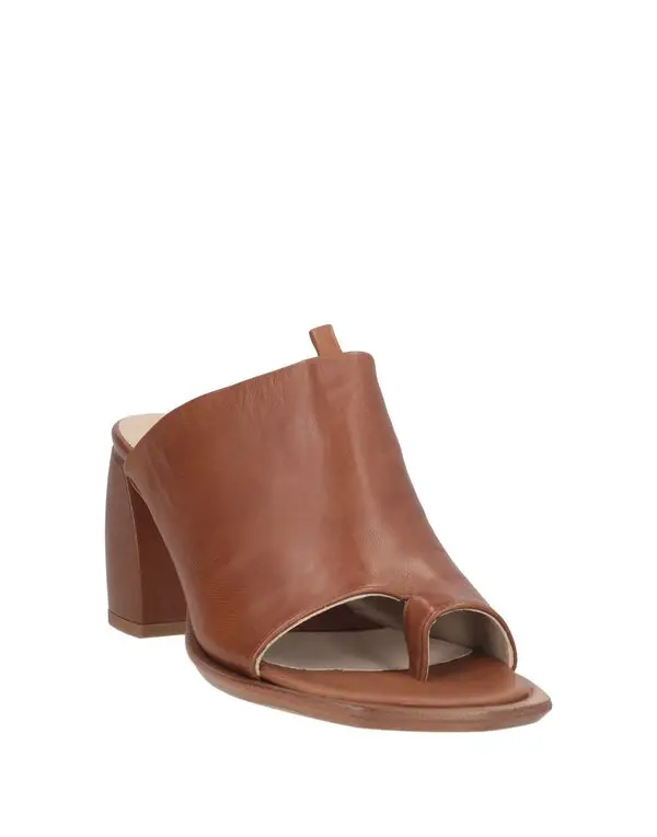 Malloni Leather Thong Sandal - Brown
