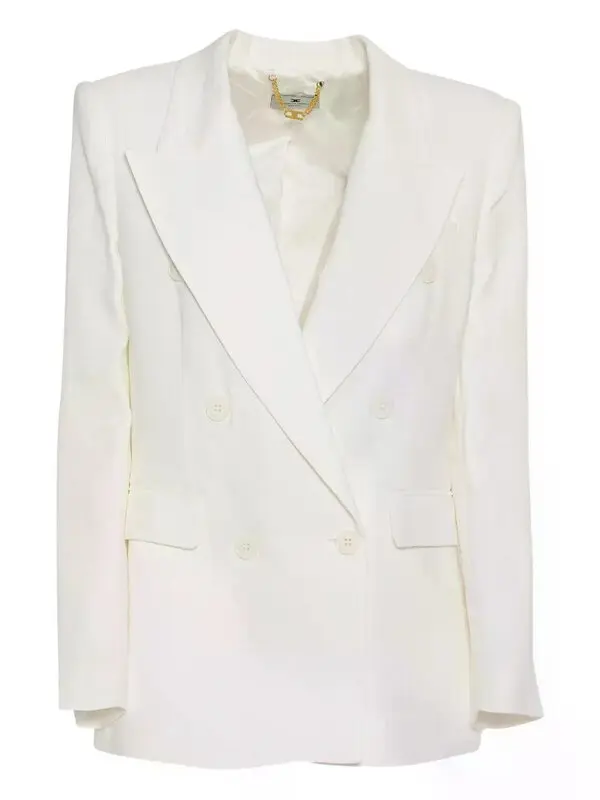 Elisabetta Franchi Double-breasted Linen Jacket - White
