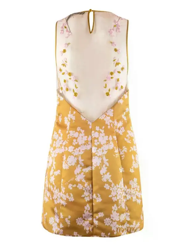 Elisabetta Franchi Floral-embroidered Mini Dress - Yellow