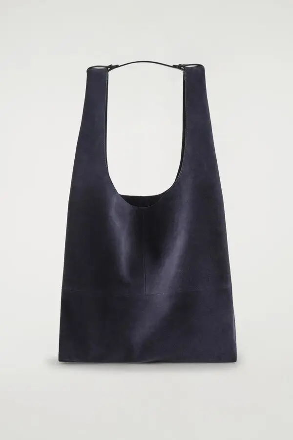 Cos Slouchy Suede Tote - Navy