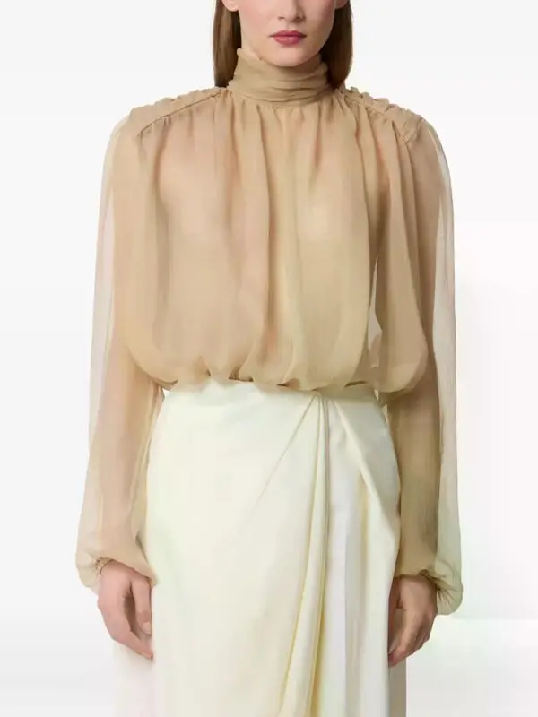 Nina Ricci High-neck Puffed-sleeve Top
