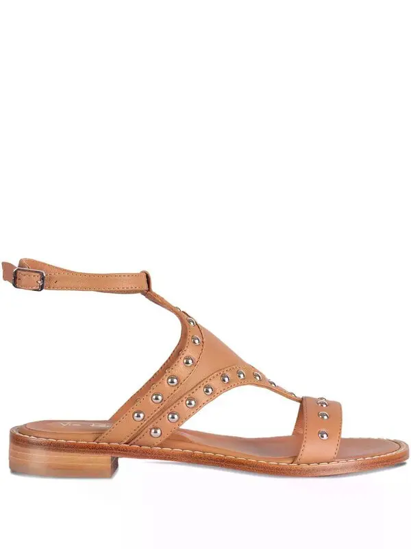 VIA ROMA 15 Studded Ankle-strap Sandals - Neutrals