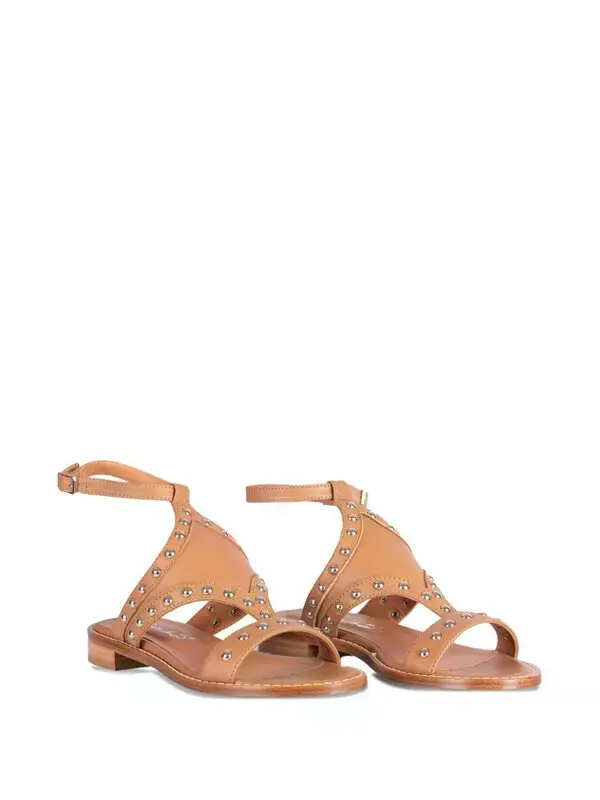 VIA ROMA 15 Studded Ankle-strap Sandals - Neutrals