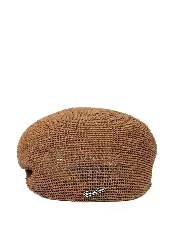 Borsalino Raffia Crochet Flat Beret