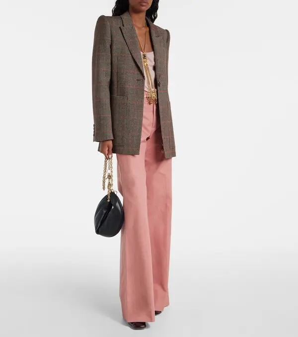 Chloé Checked Virgin Wool Blazer - Brown