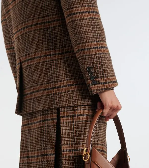Saint Laurent Checked Wool Blazer - Brown