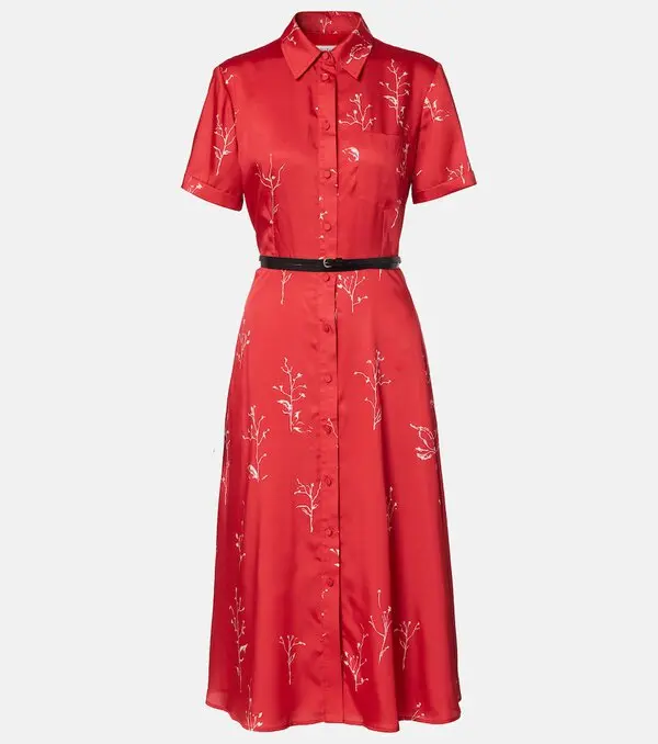 Altuzarra Kiera Printed Silk Midi Dress - Red