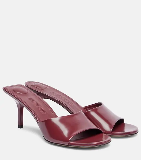 Jacquemus Cubisto 70 Leather Mules - Burgundy