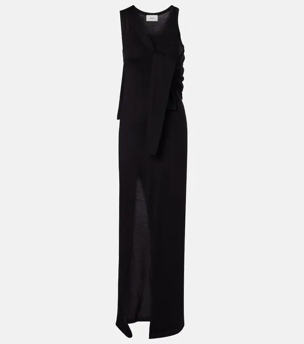 Coperni Layered Cotton-blend Jersey Maxi Dress - Black
