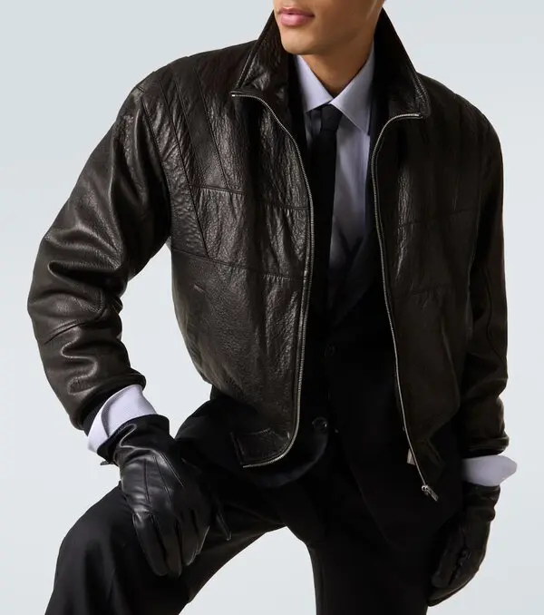 Saint Laurent Leather Bomber Jacket - Black