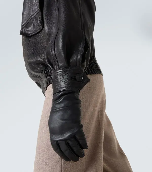 Saint Laurent Leather Bomber Jacket - Black