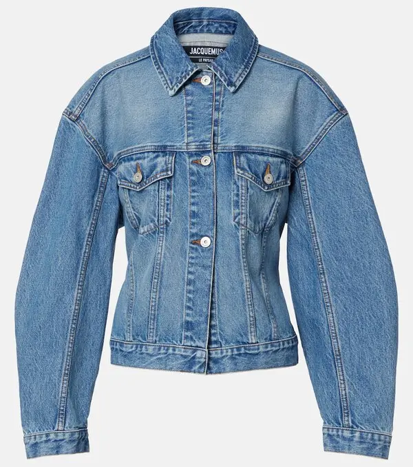 Jacquemus Cropped Denim Jacket - Blue