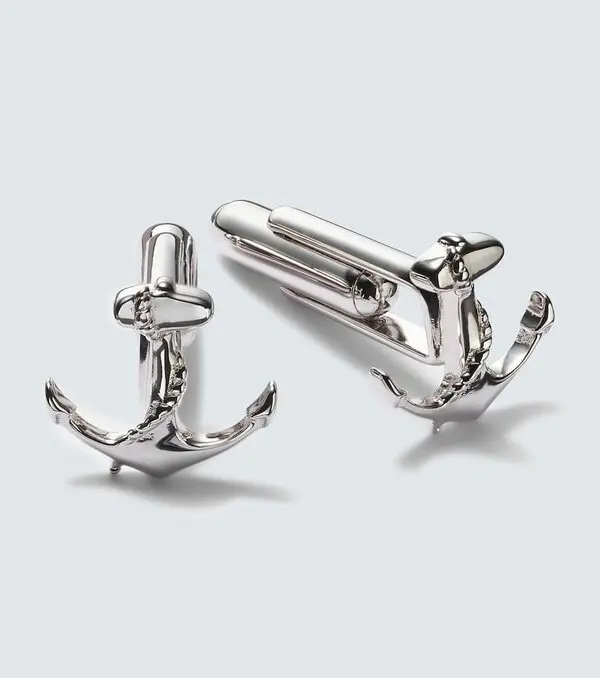 Mateo Anchor Rhodium-plated Sterling Cufflinks - Silver