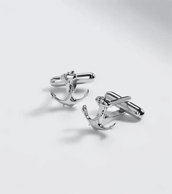 Mateo Anchor Rhodium-plated Sterling Cufflinks