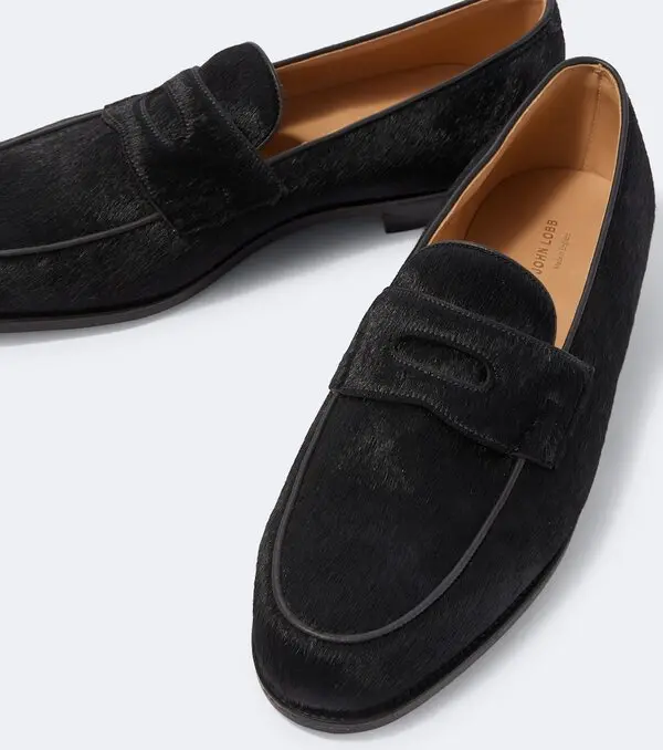 John Lobb Lopez Calf Hair Loafers - Black