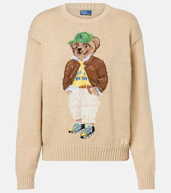 Polo Ralph Lauren Polo Bear Intarsia Cotton Sweater - Beige