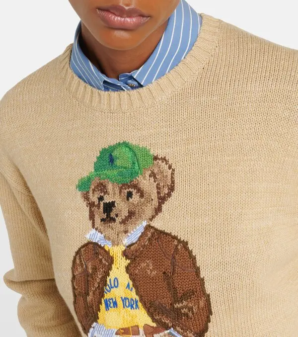 Polo Ralph Lauren Polo Bear Intarsia Cotton Sweater - Beige