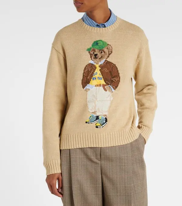 Polo Ralph Lauren Polo Bear Intarsia Cotton Sweater - Beige