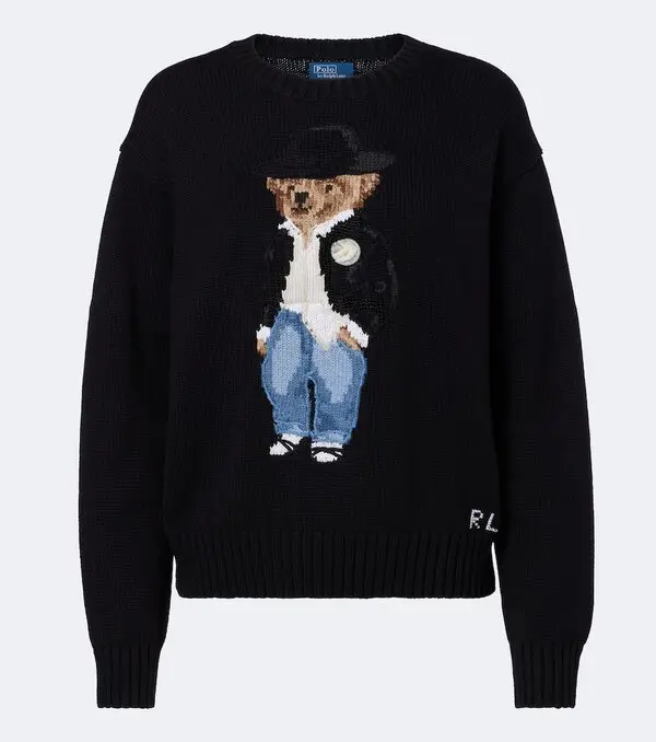 Polo Ralph Lauren Polo Bear Intarsia Crewneck Sweater - Black