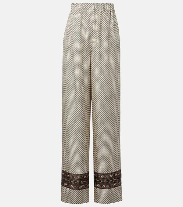 Loro Piana Valerio Printed Silk Twill Wide-leg Pants - Multicoloured