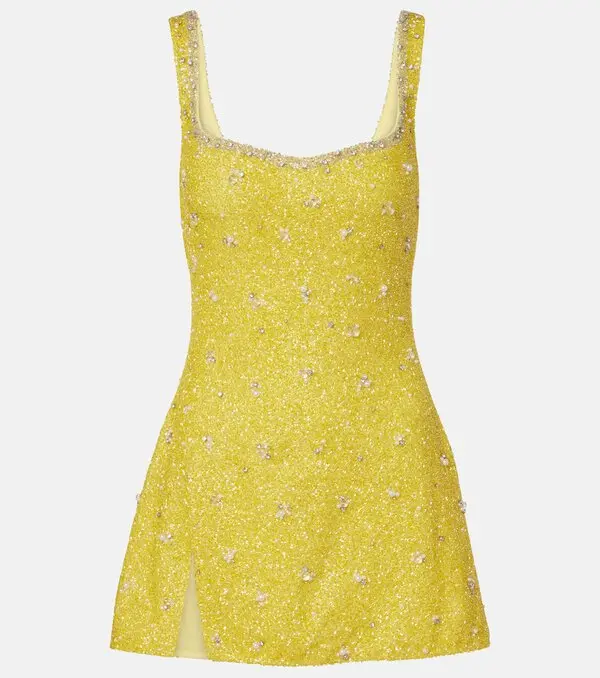 CLIO PEPPIATT Crystal-embellished Mini Dress - Yellow