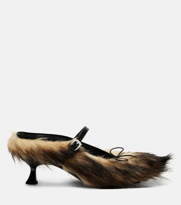 Simone Rocha Faux Fur Trimmed Mules With Buckle Fastening