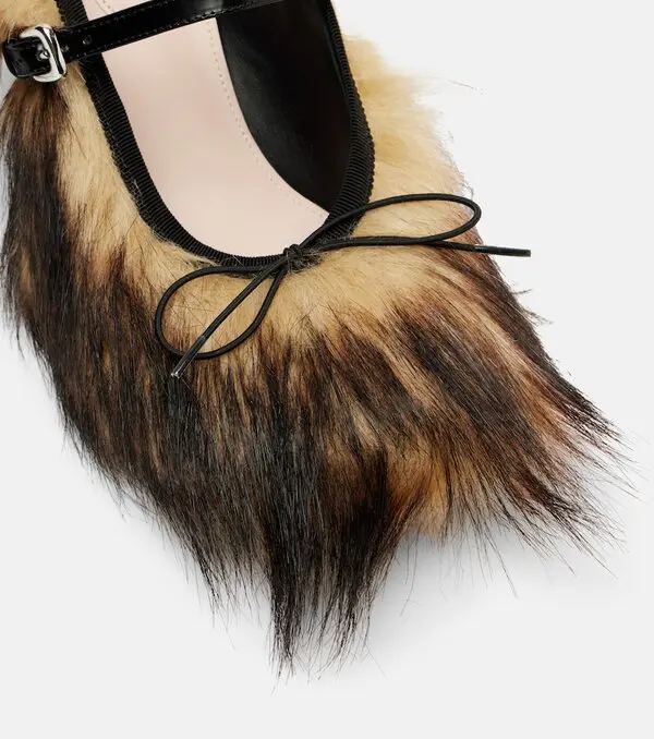 Simone Rocha Faux Fur Trimmed Mules With Buckle Fastening