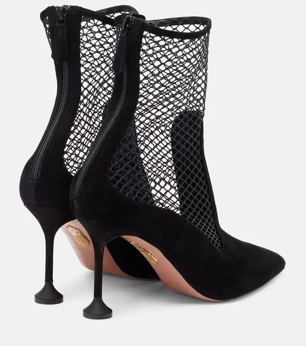AQUAZZURA Dawn 85 Suede And Mesh Ankle Boots