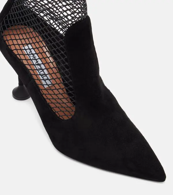 AQUAZZURA Dawn 85 Suede And Mesh Ankle Boots
